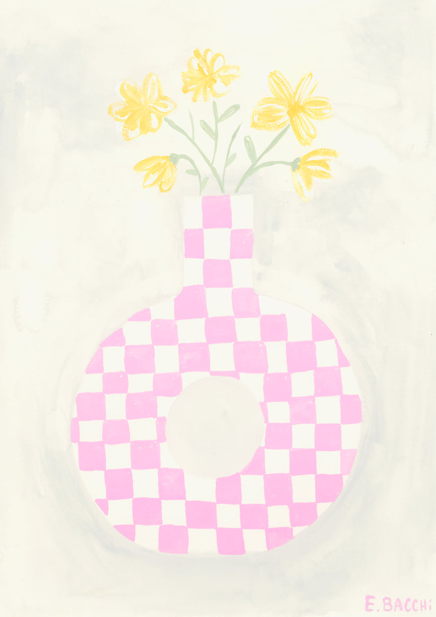 Pink Checkered Vase – Erin Bacchi